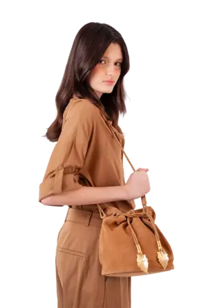 ESTHERA Suede Leather Pouch Bag