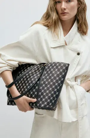 Mango Monogram Faux Leather Tote