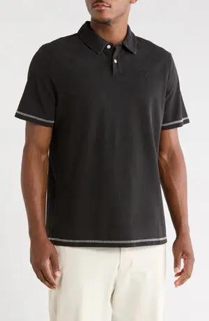 MALBON Fairway Overdye Cotton Golf Polo - Black