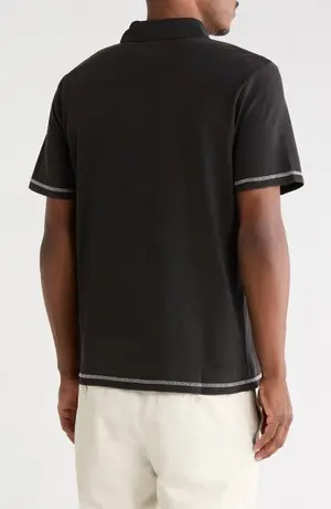 MALBON Fairway Overdye Cotton Golf Polo - Black