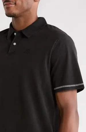 MALBON Fairway Overdye Cotton Golf Polo - Black