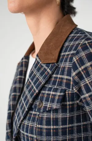 LIVERPOOL Cropped Tartan Blazer