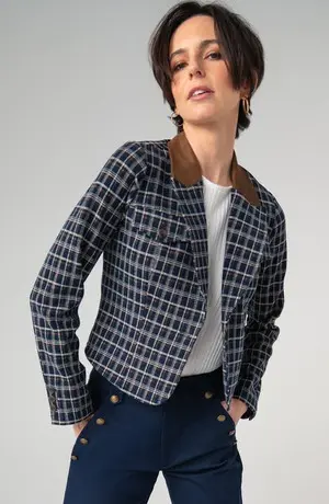 LIVERPOOL Cropped Tartan Blazer