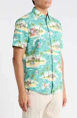 Reyn Spooner Aloha Doraemon Button-down Shirt - Teal