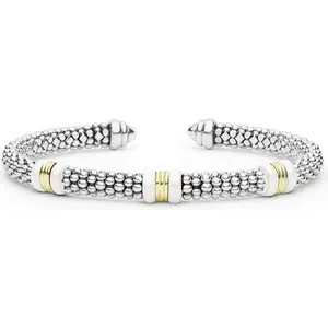 Lagos Signature Caviar 18k Gold & Ceramic Cuff - Two-tone