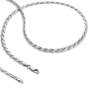 LUVMYJEWELRY Nero Flat Oval Rope Chain Necklace 925 Silver