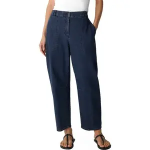 Eileen Fisher Arched Ankle Wide Leg Jeans - Deep Indigo