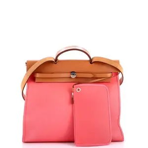 Hermès Herbag Zip Leather And Toile 39 - Pink
