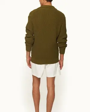 Orlebar Brown Bowmont Classic Fit Chunky Ribbed Collar Jumper
