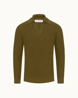 Orlebar Brown Bowmont Classic Fit Chunky Ribbed Collar Jumper