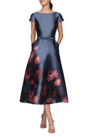 KAY UNGER Ina Belted Cocktail Dress
