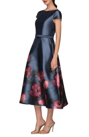 KAY UNGER Ina Belted Cocktail Dress