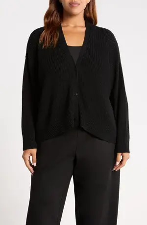 Eileen Fisher V Neck Cardigan - Black