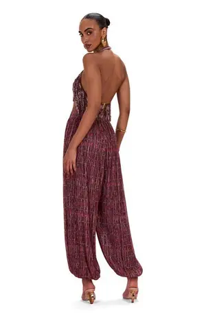 PatBO Rose Mirage Beaded Halterneck Top