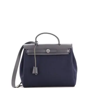 Hermès Herbag Zip Leather And Toile 31 - Blue