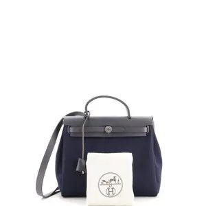 Hermès Herbag Zip Leather And Toile 31 - Blue