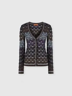 Missoni Slim Viscose Lamé Cardigan With Lace Motif - Multicoloured