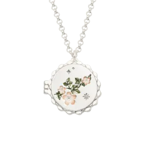 FABLE ENGLAND Ivy Blossom Locket Necklace - Silver