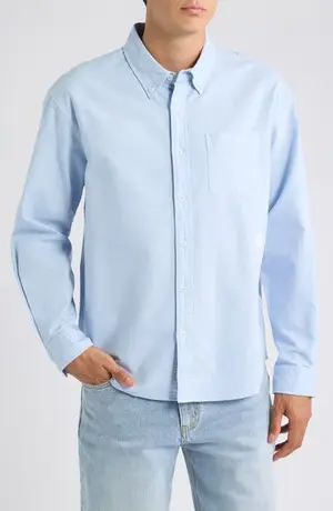 ROWING BLAZERS Relaxed Franklin Garment Dye Button-down Shirt - Light Blue