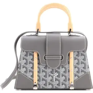 Goyard Structured Saigon Top Handle Bag Coated Canvas With Leather Mini - Grey