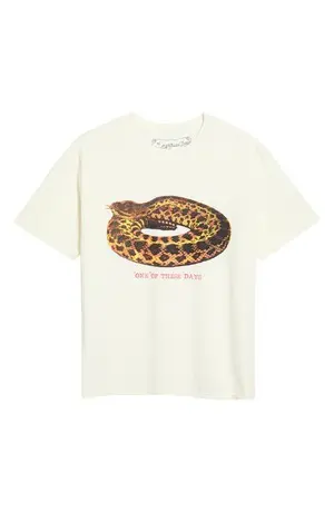 ONE OF THESE DAYS Rattler Cotton Graphic T-shirt - Bone