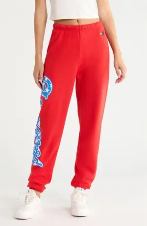 Aviator Nation Atlanta Braves Graphic Joggers - Red