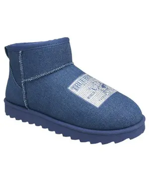 True Religion Zara Faux Suede Patch Logo Boot - Denim