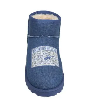 True Religion Zara Faux Suede Patch Logo Boot - Denim