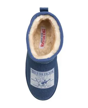 True Religion Zara Faux Suede Patch Logo Boot - Denim