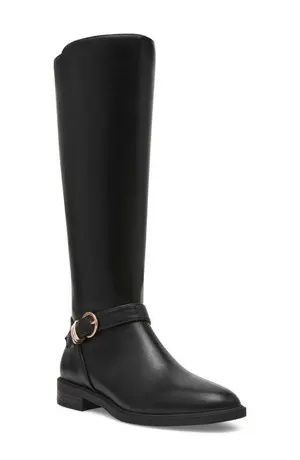 Anne Klein Aksolana Faux Leather Knee High Boot Black Smooth