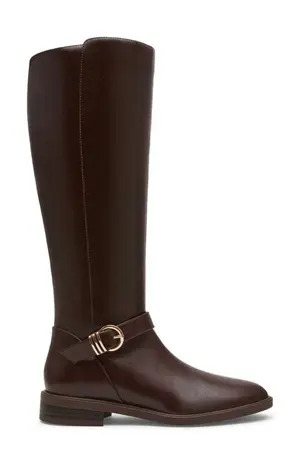 Anne Klein Aksolana Faux Leather Knee High Boot - Dark Brown Smooth