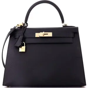 Hermès Kelly Handbag Epsom With Permabrass Hardware 28 - Black