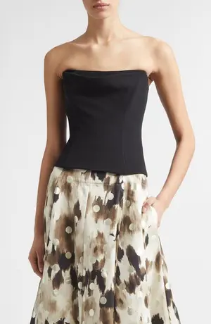 Lela Rose Draped Fluid Crepe Bustier