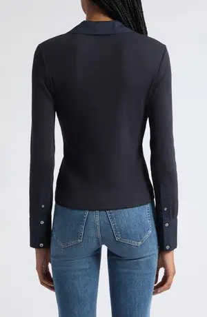Veronica Beard Brenner Rib Button-up Shirt