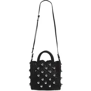 Rabanne Small Raffia Tote Bag - Black/silver