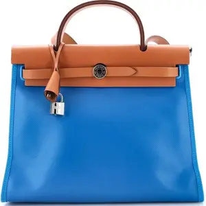 Hermès Herbag Zip Berline Vache Canvas And Leather 31 - Blue