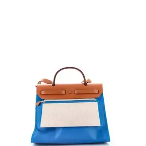 Hermès Herbag Zip Berline Vache Canvas And Leather 31