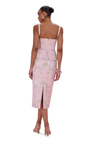 PatBO Garden Jacquard Strapless Midi Dress
