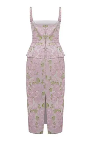 PatBO Garden Jacquard Strapless Midi Dress