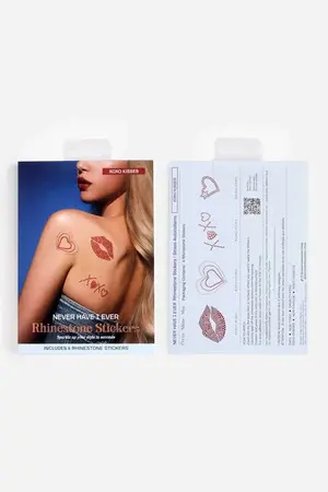 NEVER HAVE I EVER SHOP Kisses Rhinestone Tattoo Set - Red