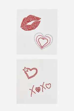 NEVER HAVE I EVER SHOP Kisses Rhinestone Tattoo Set