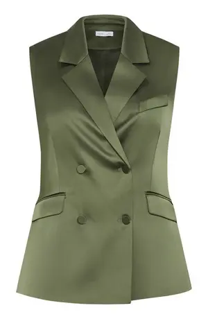 City Chic Rylie Double Breasted Vest - Olive