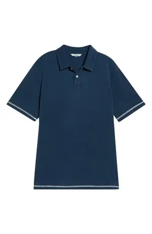 MALBON Fairway Overdye Cotton Golf Polo - Blueberry