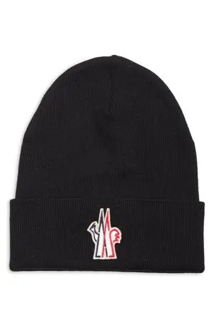 Moncler Logo Wool Beanie - Black