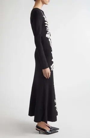 Lela Rose Velvet Jacquard Knit Dress