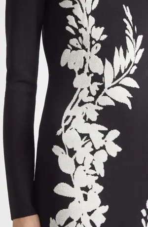 Lela Rose Velvet Jacquard Knit Dress