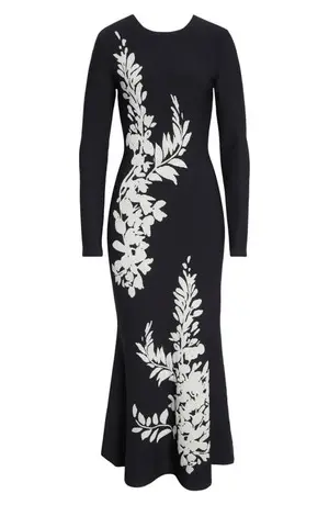 Lela Rose Velvet Jacquard Knit Dress