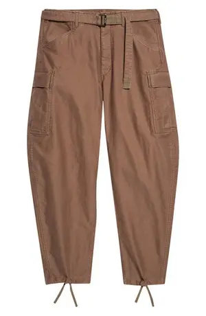 Sacai Sueded Cotton Barrel Leg Cargo Pants - Brown