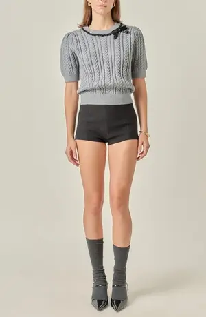English Factory Big Bow Puff Sleeve Sweater