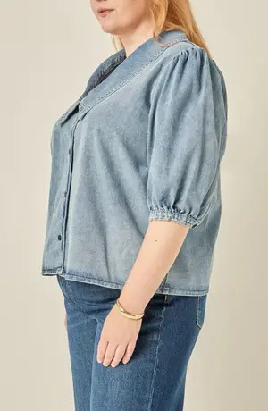 English Factory Puff Shoulder Denim Shirt
